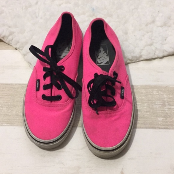 Vans | Shoes | Vans Neon Pink Low Rise Black Lace Sneakers | Poshmark